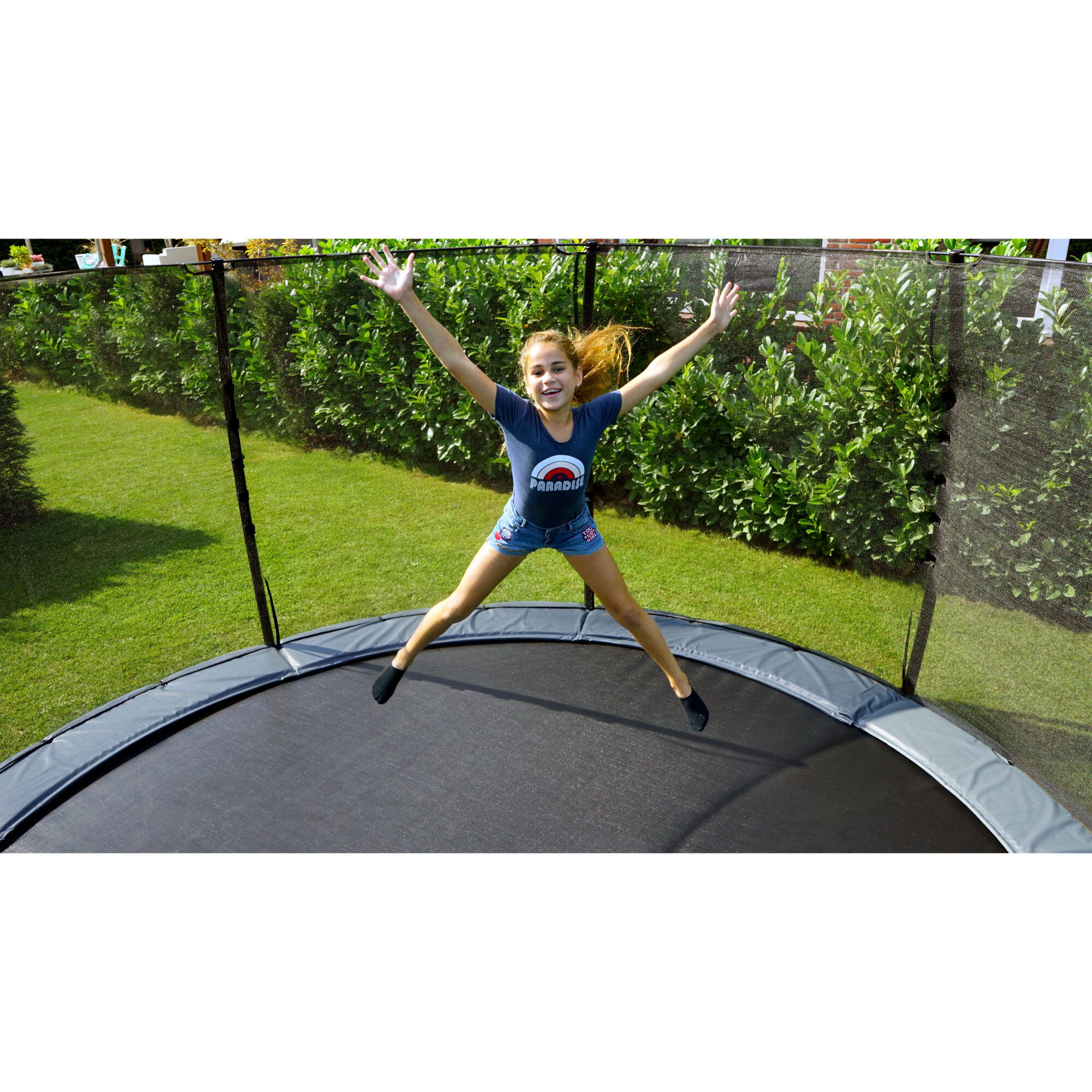 EXIT Elegant ground trampoline ø305cm with Economy safety net - black ...