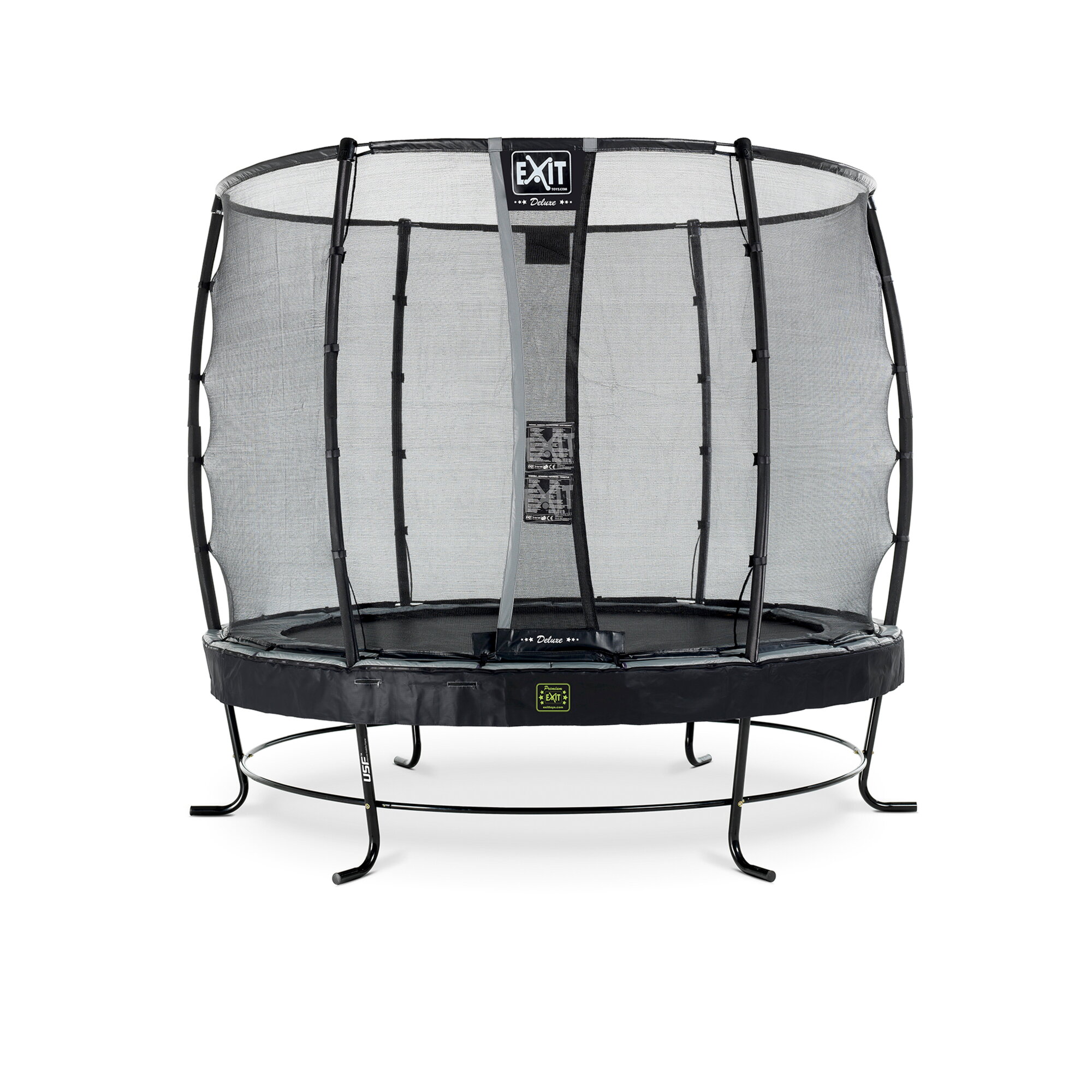 EXIT Elegant Premium trampoline ø253cm with Deluxe safetynet - black ...