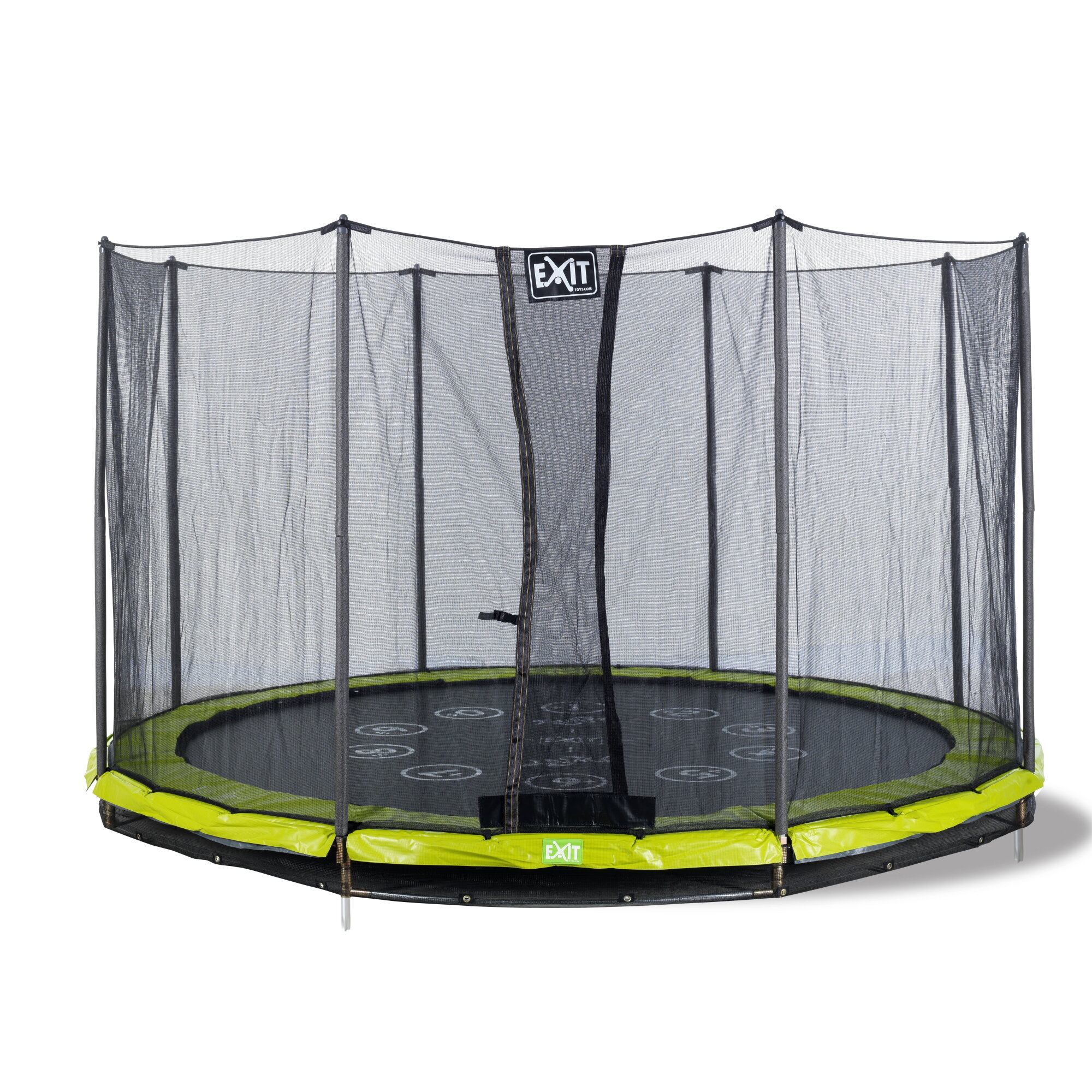 EXIT Twist ground trampoline ø427cm with safety net - green/grey | EXIT ...